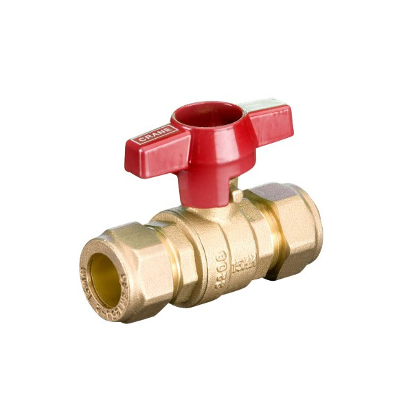 15mm D171ACTH Compression DZR Brass Ball Valve Red T Handle PN16