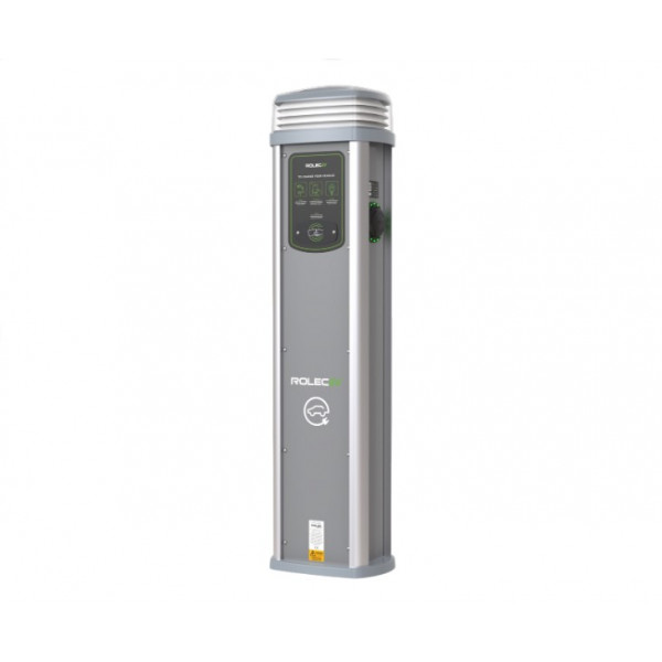 Quantum Smart EV Charging Pedestal - 1x up to 22kW 3PH Type 2 Socket - Grey